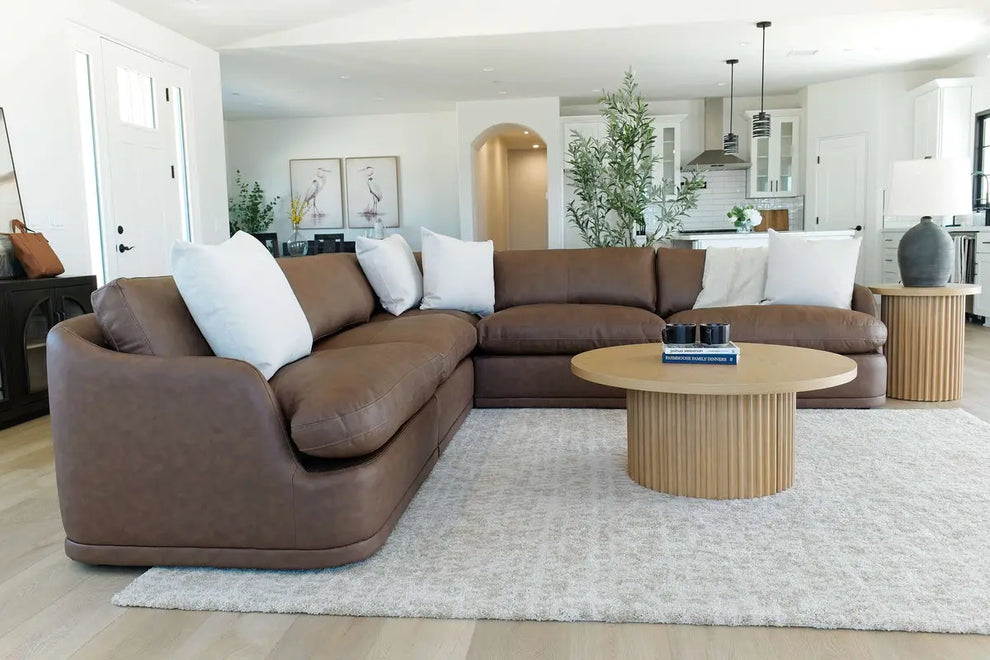 Stratus 5 Piece Sectional In Aline Saddle | Living Room| Leather – Mor ...